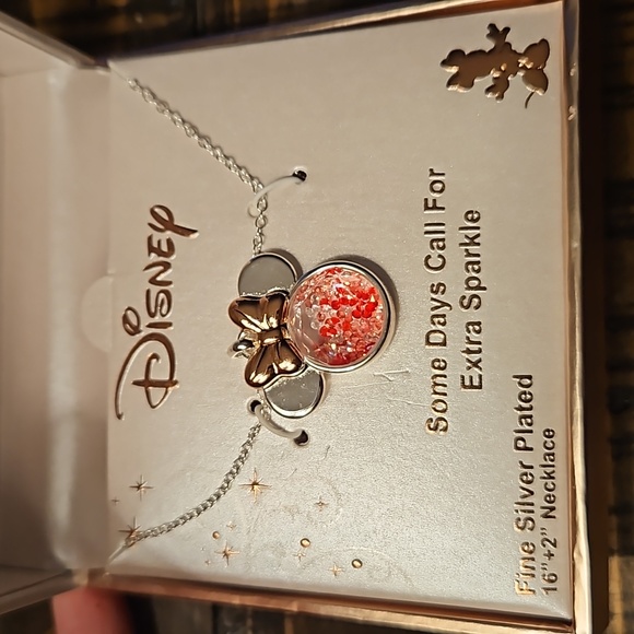 Disney | Jewelry | Disney Minnie Mouse Necklace Silver Plated New ...